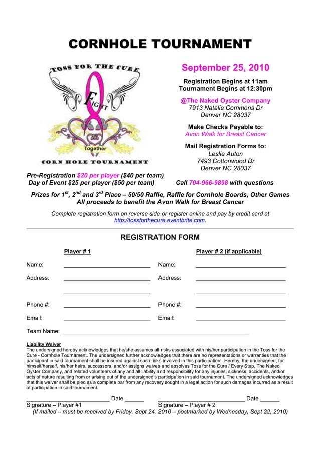 Toss for the Cure - registration form | PDF