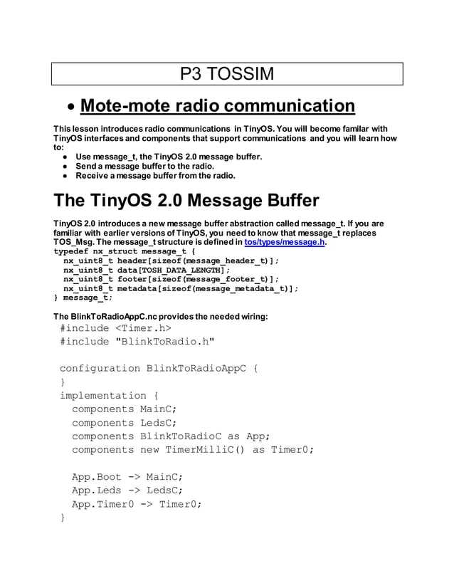 Tossim intro | DOCX | Operating Systems | Computer Software and ...