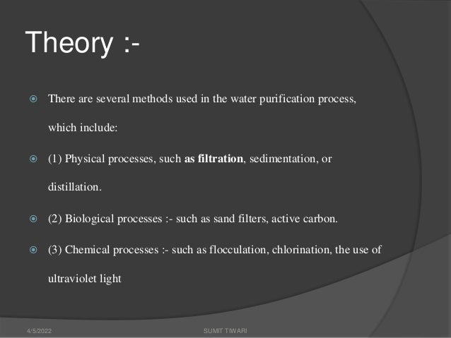 To study in detail about water purification techniques | PPTX