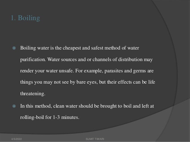 To study in detail about water purification techniques | PPTX