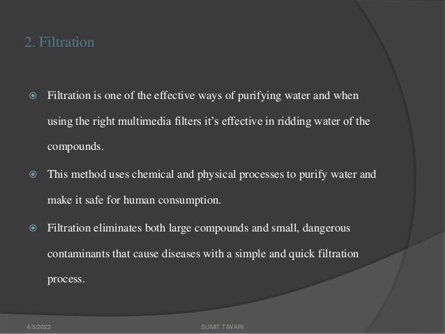 To study in detail about water purification techniques | PPTX