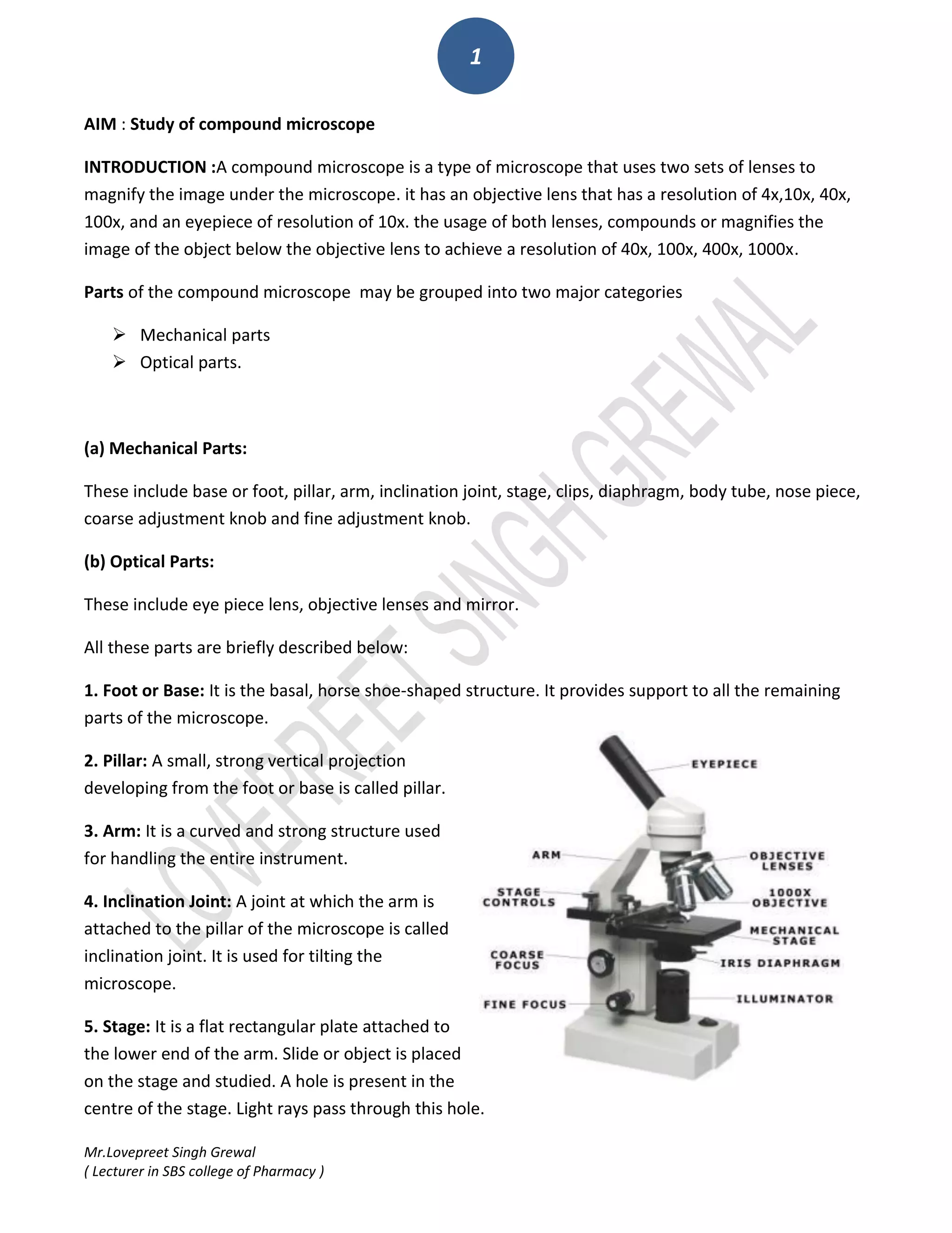 To study of compound of microscope.pdf