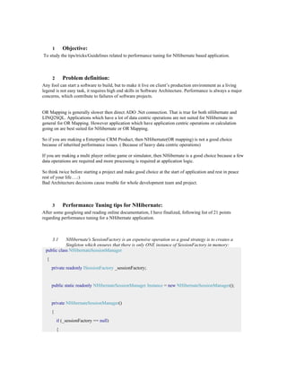 To Study The Tips Tricks Guidelines Related To Performance Tuning For N Hibernate Based ...