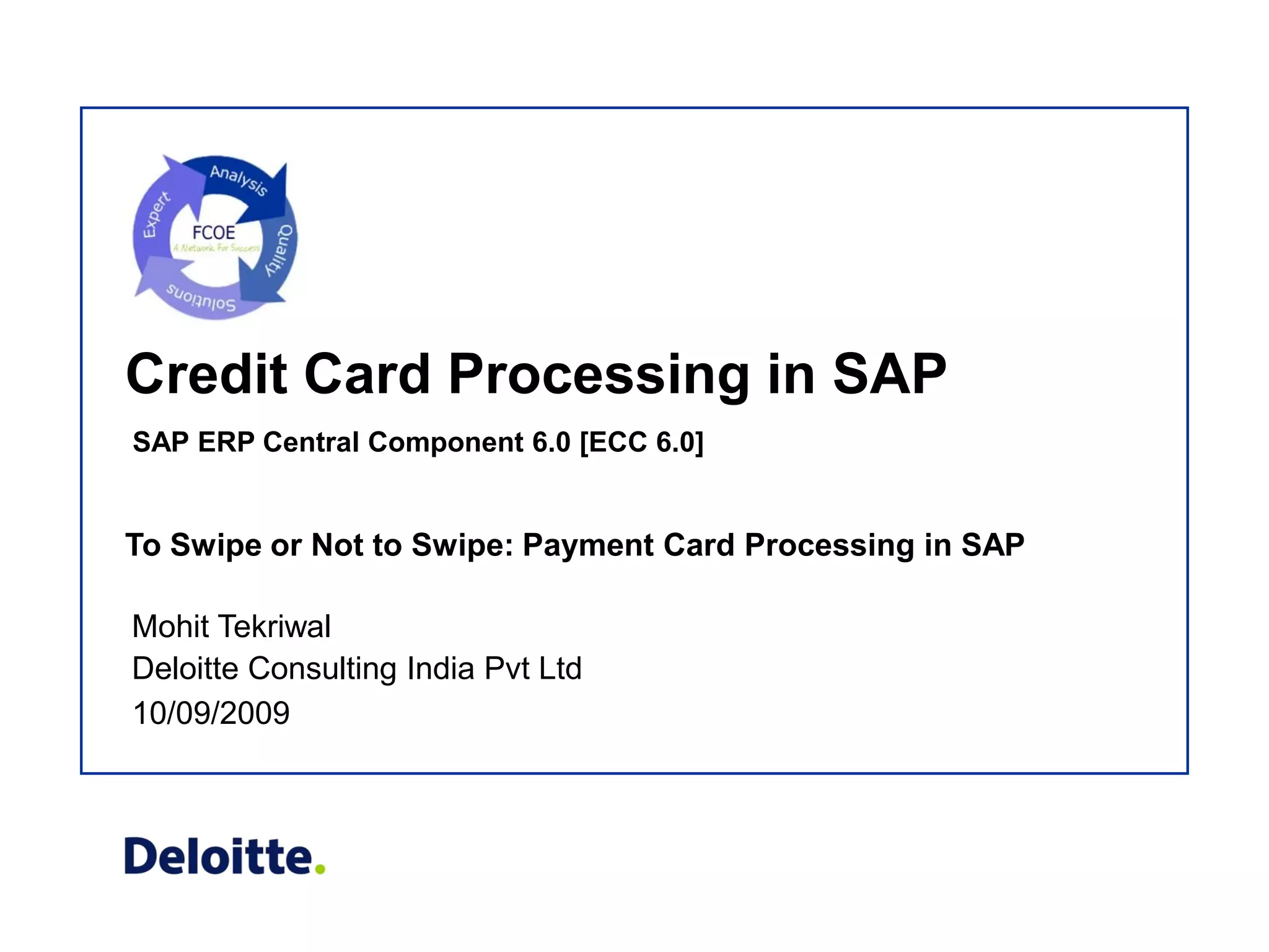 To swipe or not to swipe payment card processing in sap | PDF