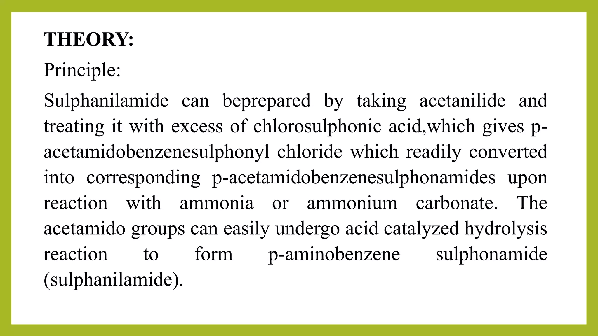 To synthesize and submit sulphanilamide | PPTX
