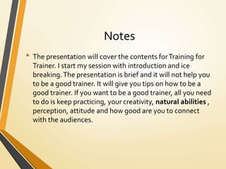 ToT- Training for Trainer | PPTX