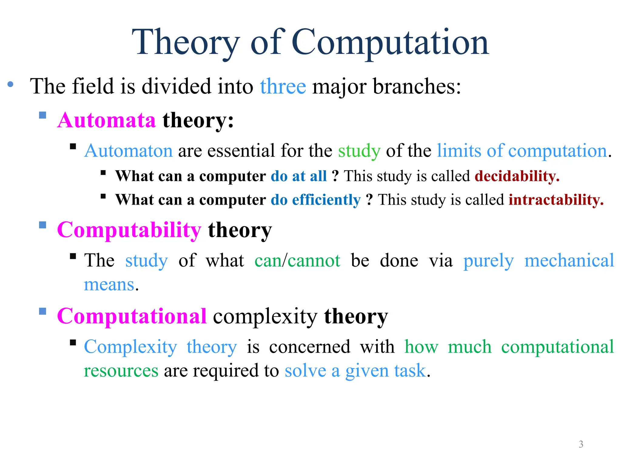 Theory of Complexity and Automata at MWU | PPT