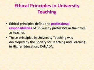 Ethical Principles in University Teaching | PPT
