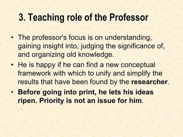 Role of a Professor | PPT | Postgraduate Education | College Education