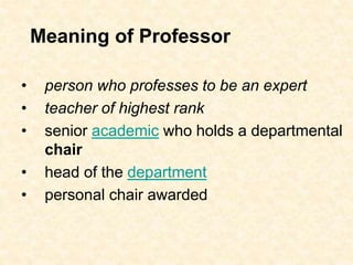 Role of a Professor | PPT