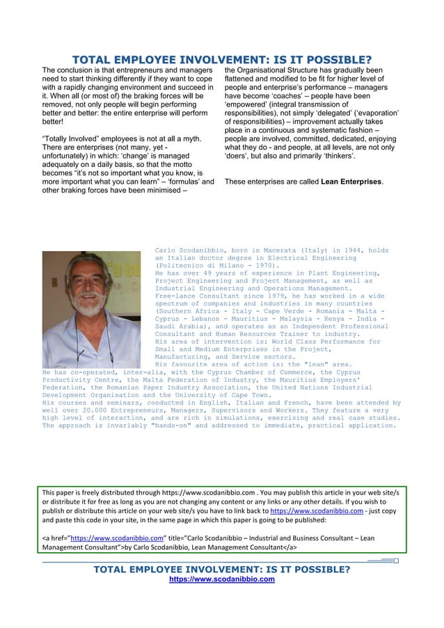 Total Employee Involvement: is it possible? | PDF