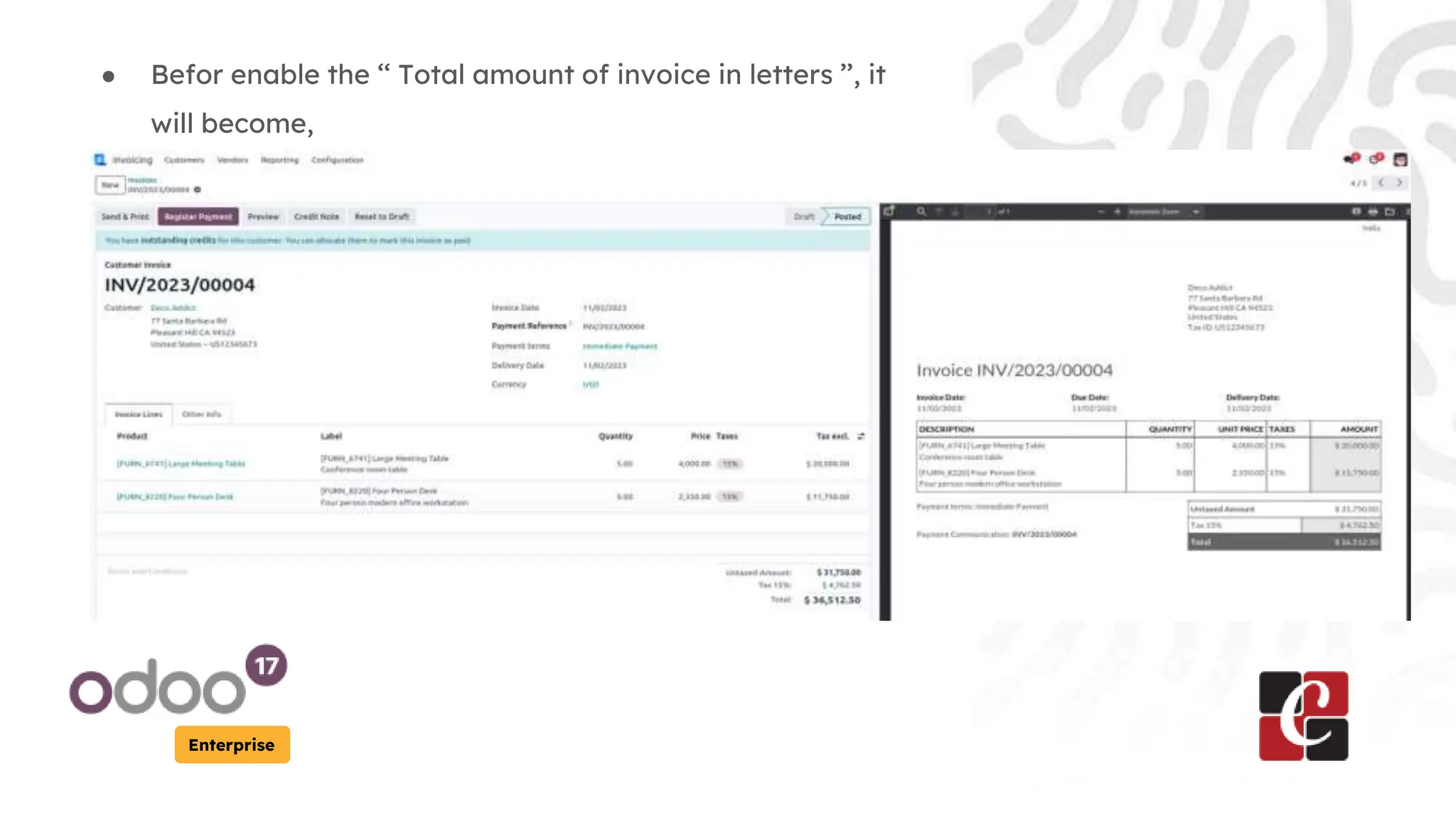 Total Amount of Invoice in Letter | PPT