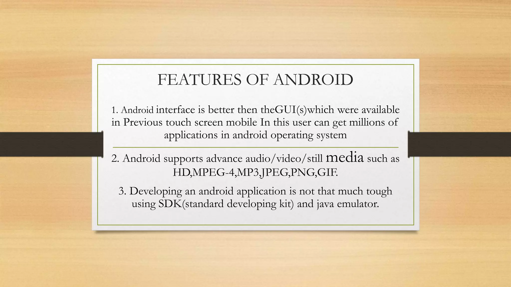 PPT ON ANDROID.pptx | Operating Systems | Computer Software and Applications