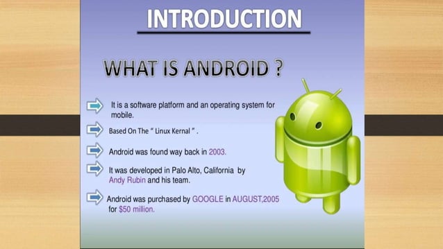 PPT ON ANDROID.pptx | Operating Systems | Computer Software and Applications