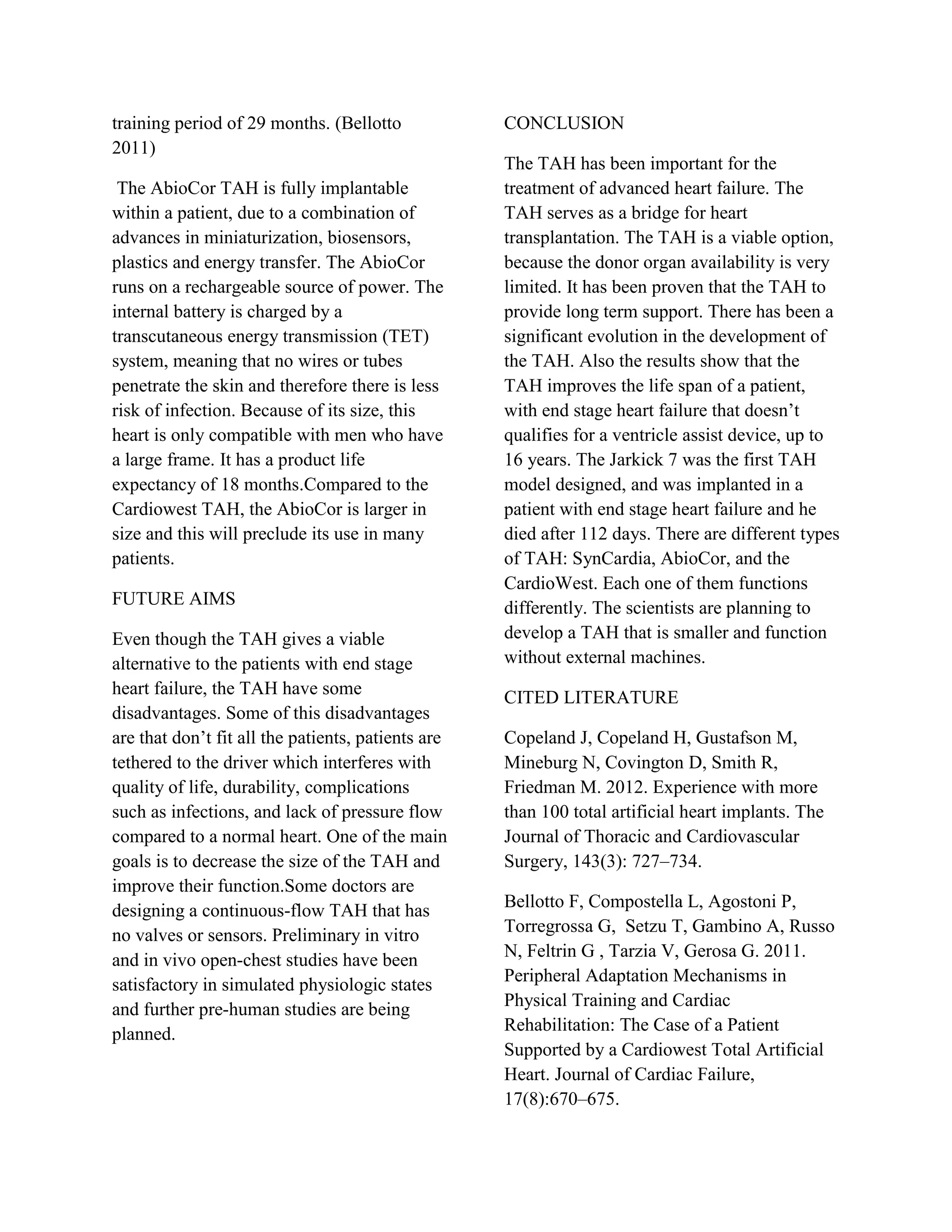 Total artificial heart review paper | DOCX