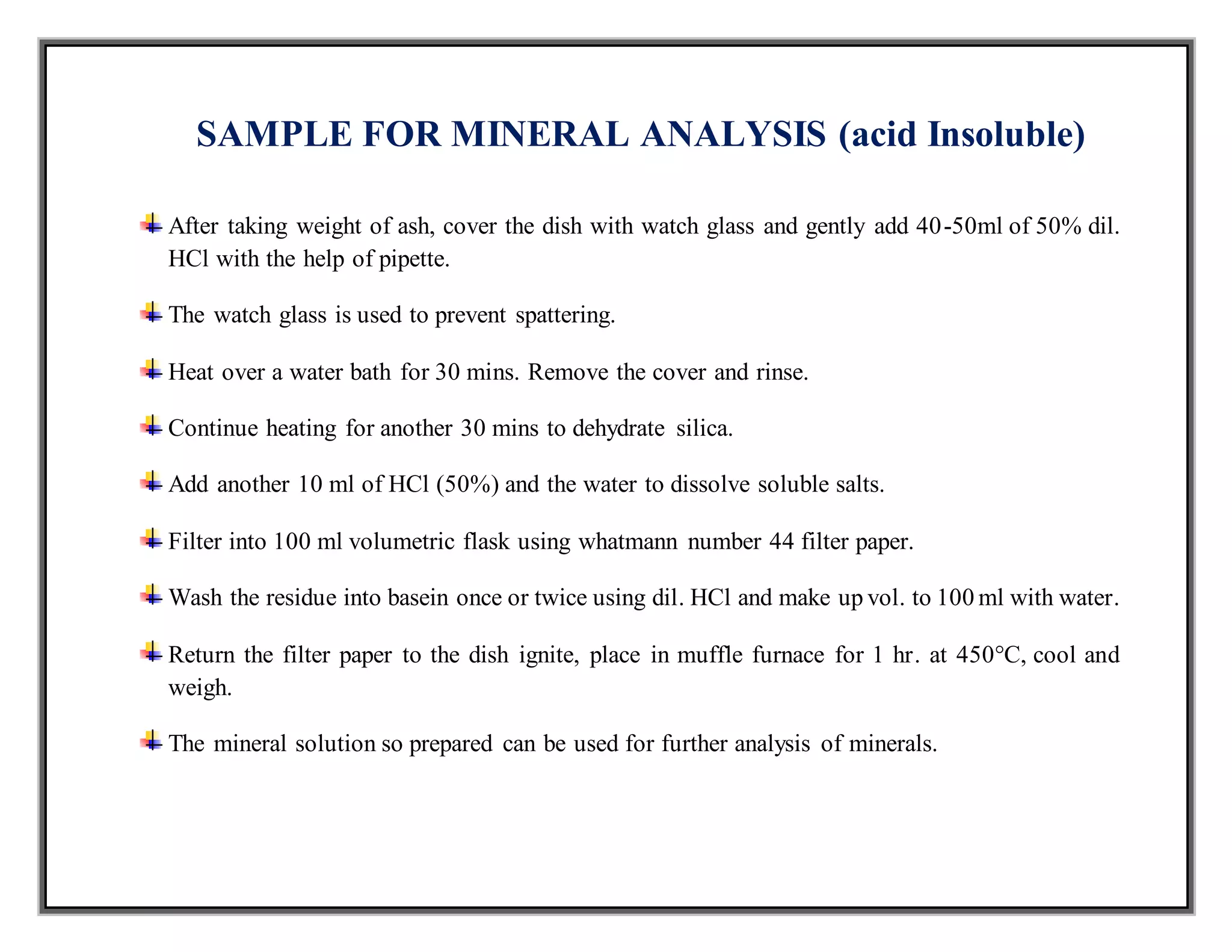 Total ash estimation and sample preparation for estimation of acid ...