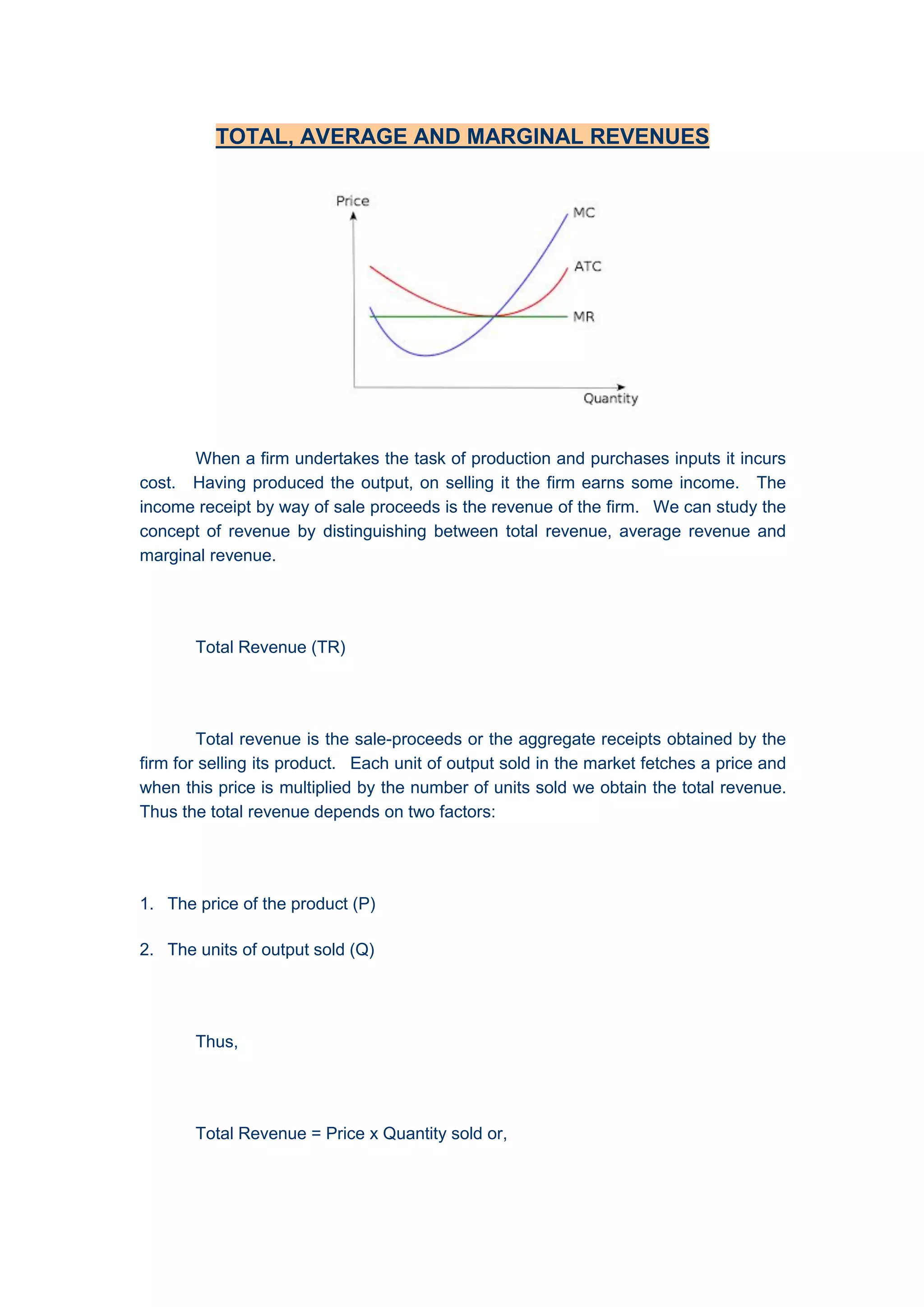 Total, average and marginal revenues | PDF