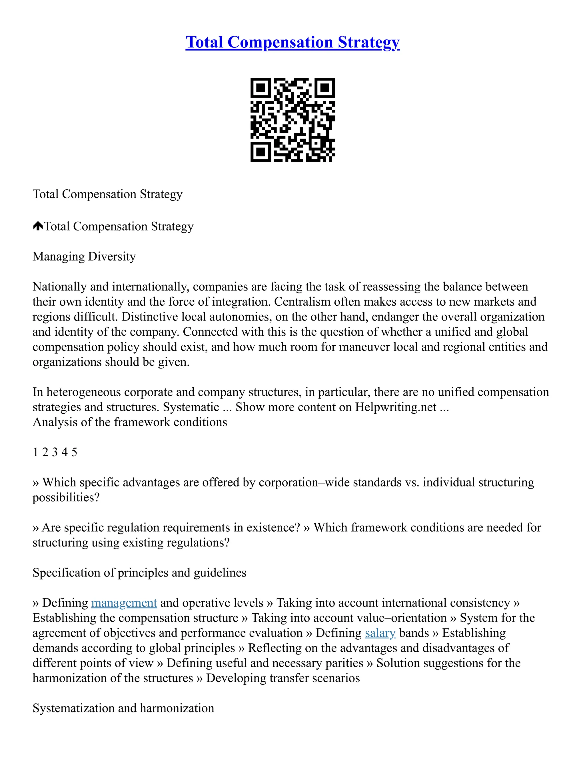 Total Compensation Strategy | PDF | Large Business | Business