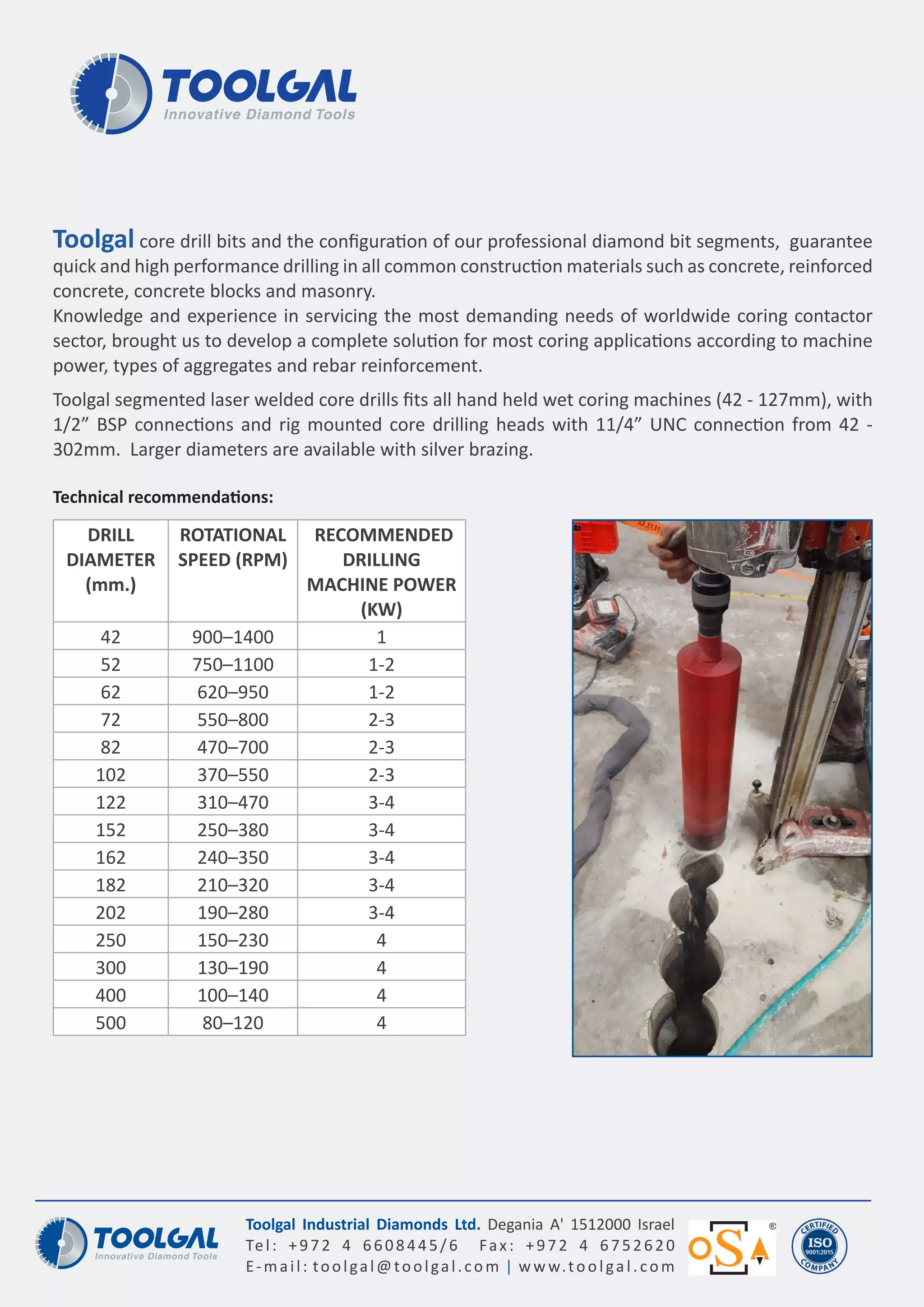 Diamond core drill bits by Toolgal | PDF
