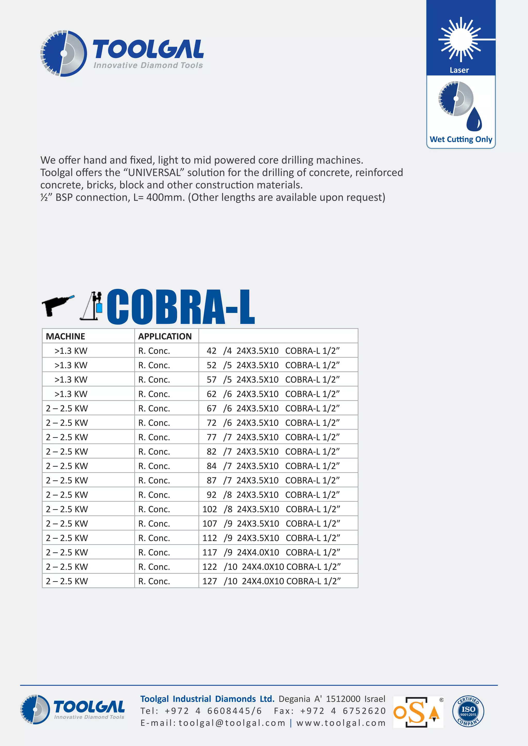 Diamond core drill bits by Toolgal | PDF