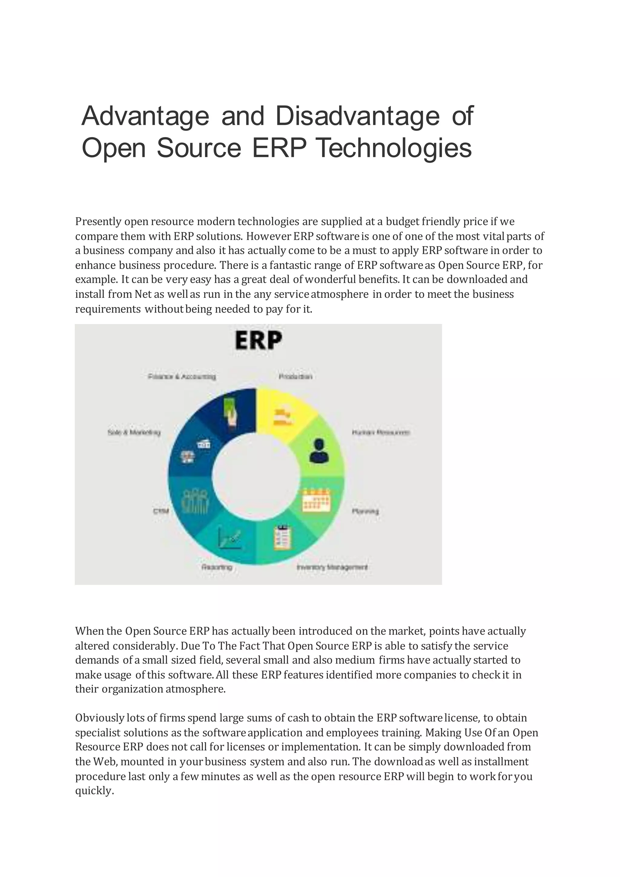 Advantage and Disadvantage of Open Source ERP Technologies | PDF