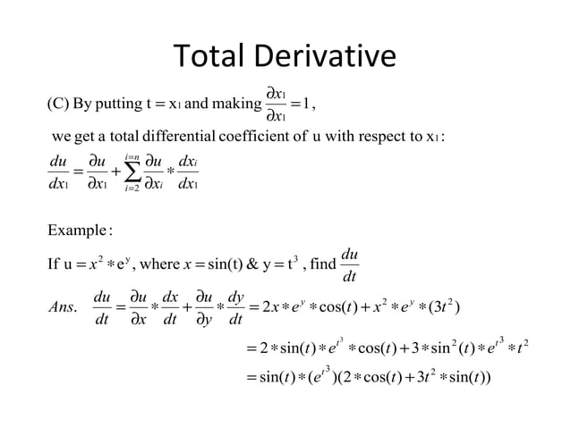 Engineering Mathematics - Total derivatives, chain rule and derivative of implicit functions | PPT