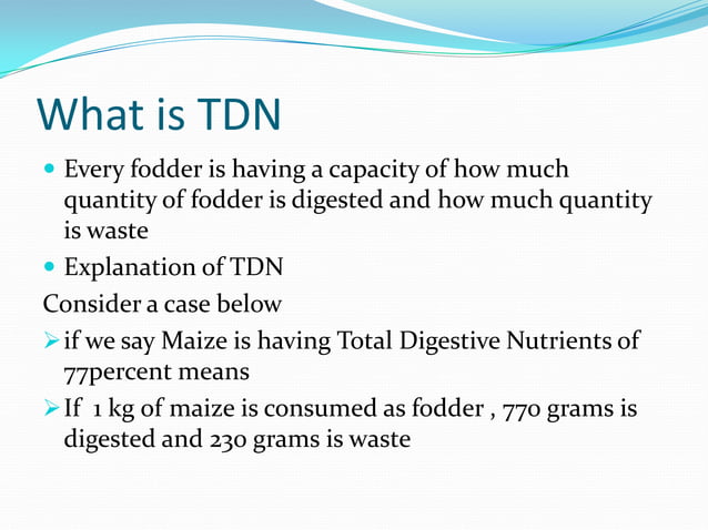 Total digestive nutrients(TDN) | PPTX | Food & Drink