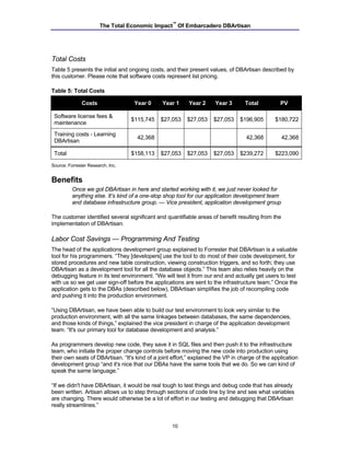 Total Economic Impact Of DBArtisan Forrester | PDF | Databases | Computer Software and Applications