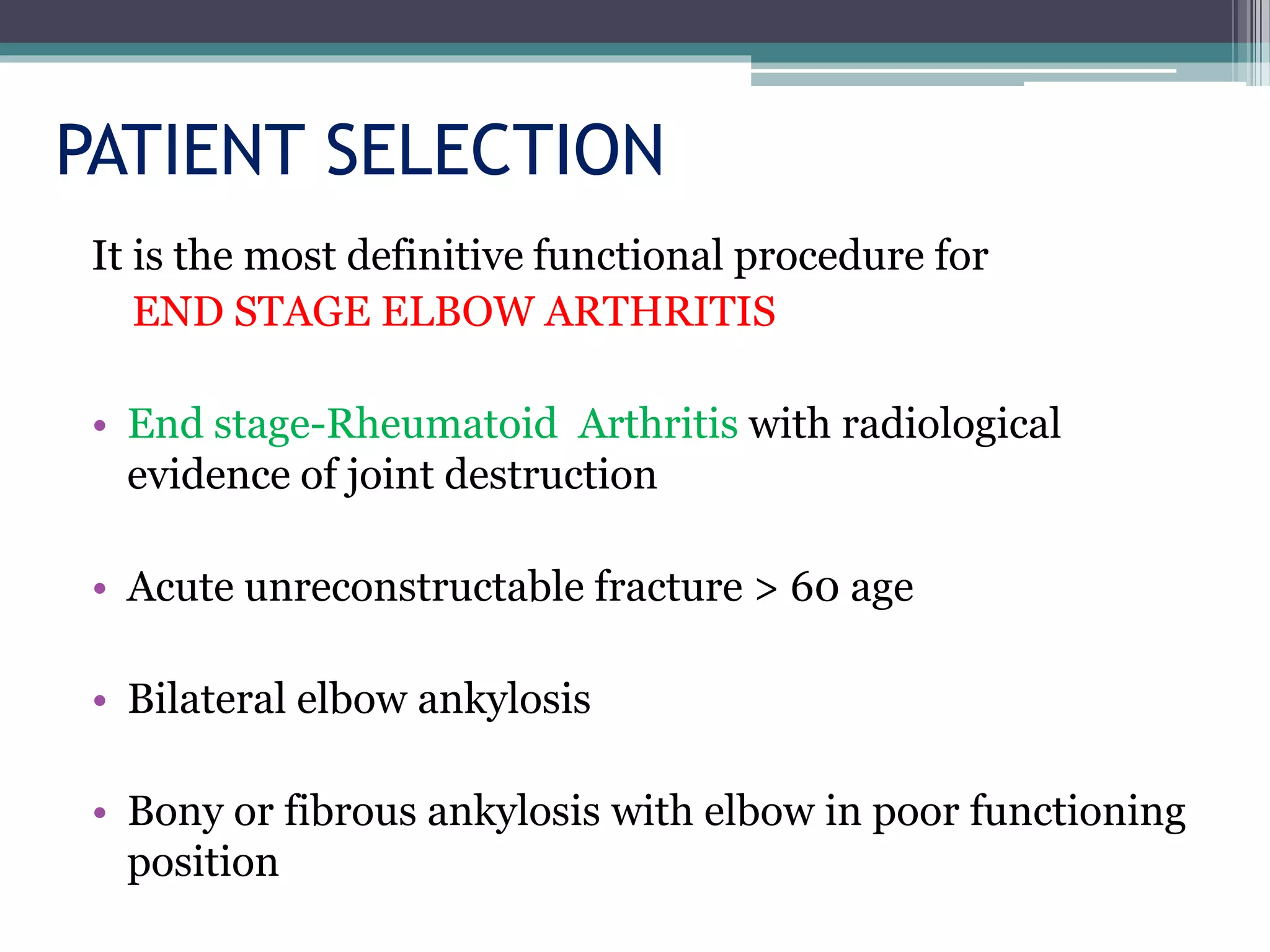 Total elbow arthroplasty | PPTX