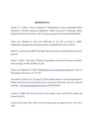 DETERMINATION OF THE TOTAL FATTY MATTER CONTENT IN SELECTED SOAPS ON ...