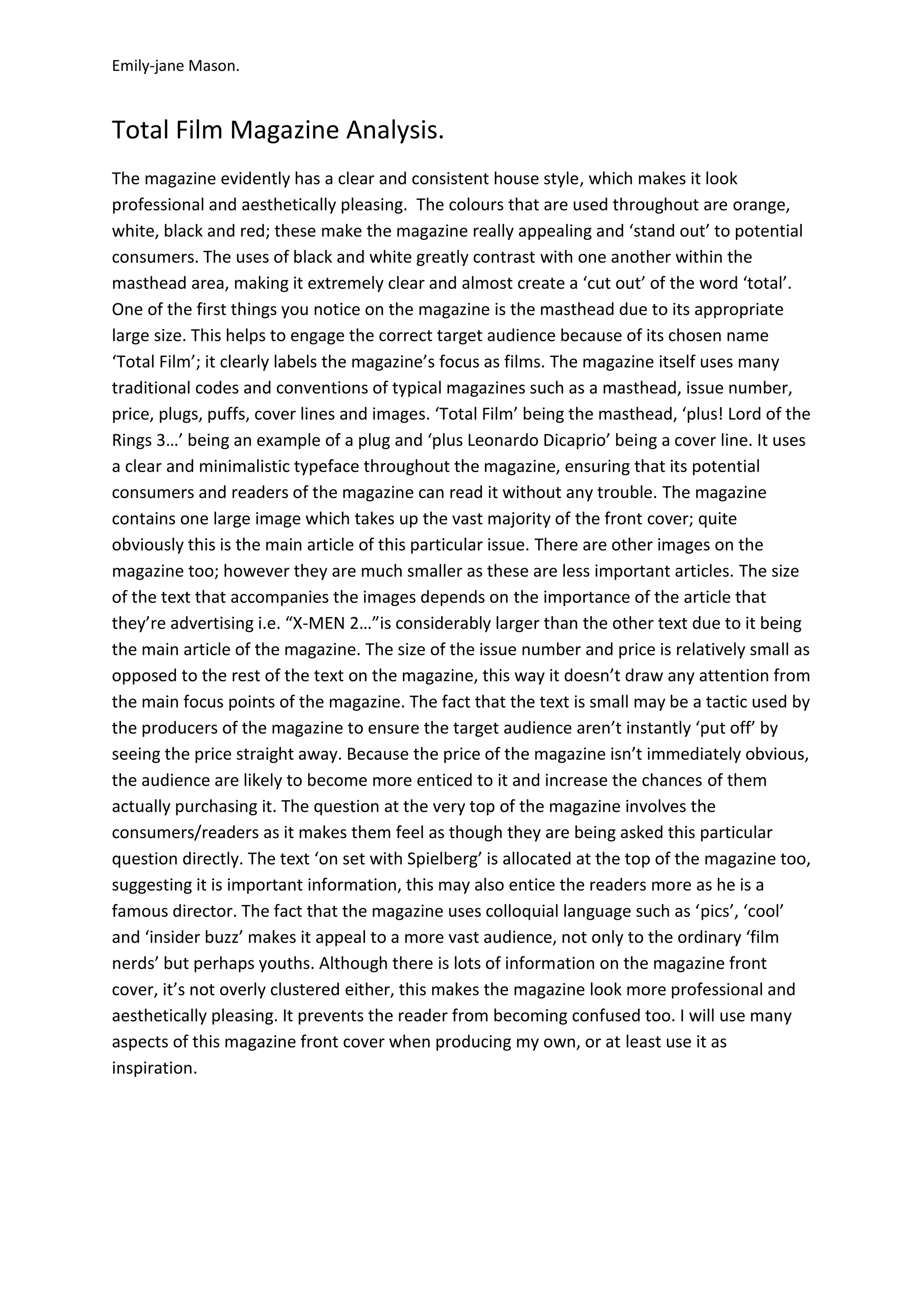 Total film magazine analysis | PDF