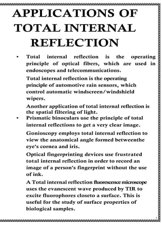 Total Internal Reflection investigatory project | PDF