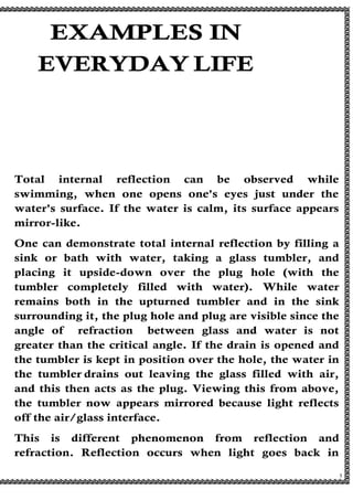 Total Internal Reflection investigatory project | PDF
