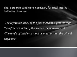 Total internal reflection optical fibre | PPTX