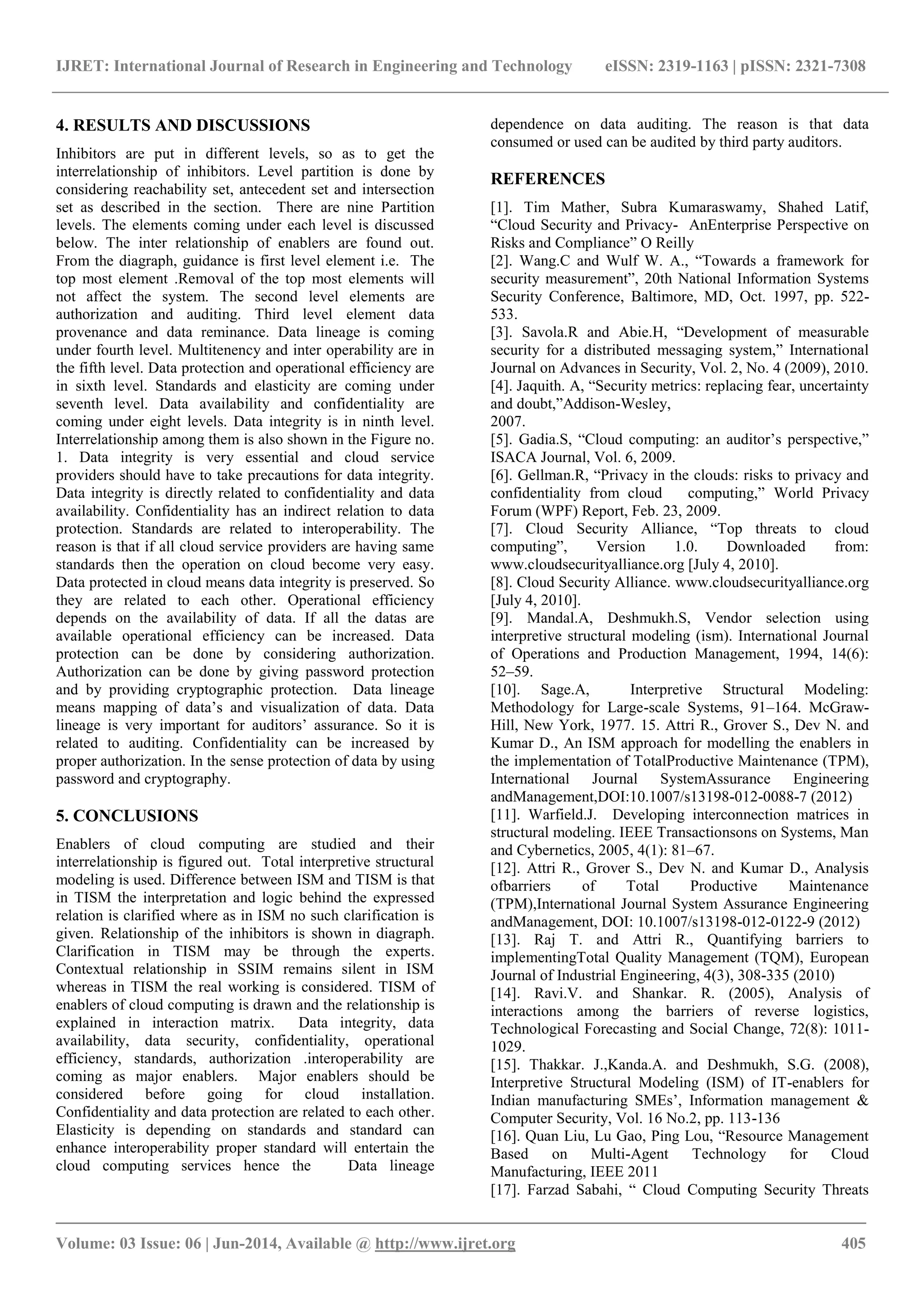 Total interpretive structural modelling on enablers of cloud computing ...