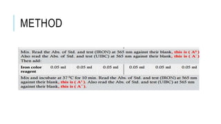 Total iron binding capacity | PPTX