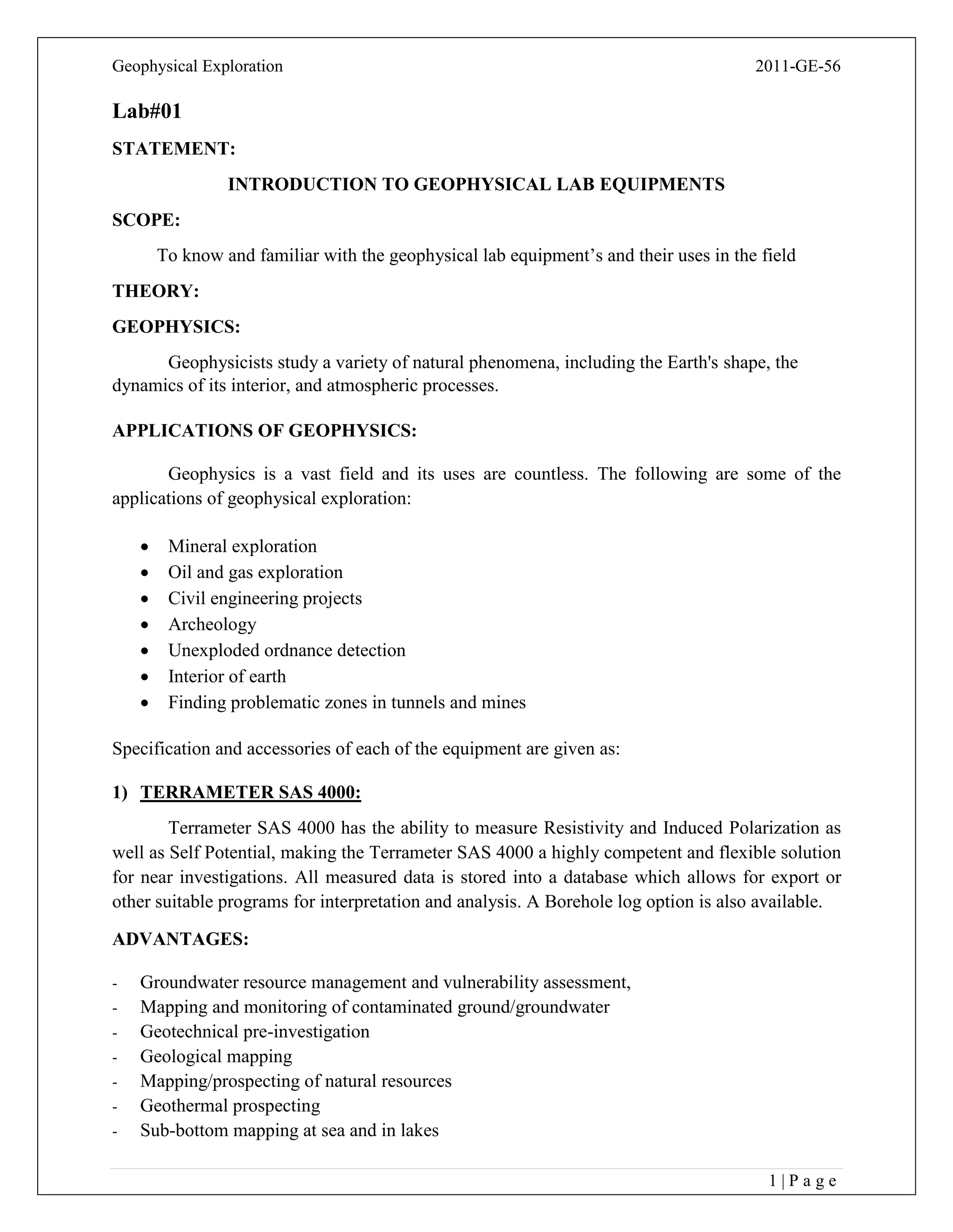 Geophysics Labs | PDF