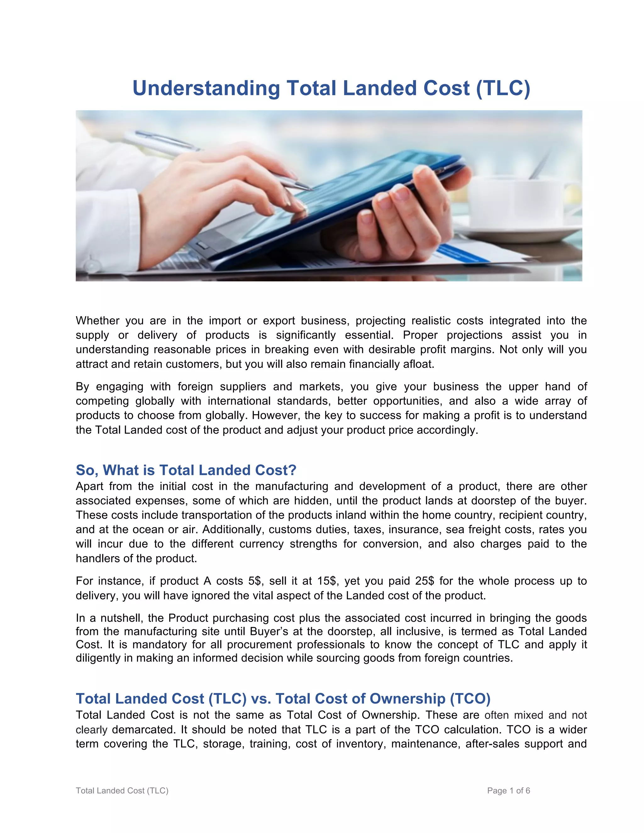Understanding Total landed cost (tlc) | PDF