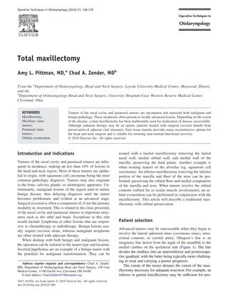Total maxillectomy | PDF | Ear, Nose and Throat Conditions | Diseases ...