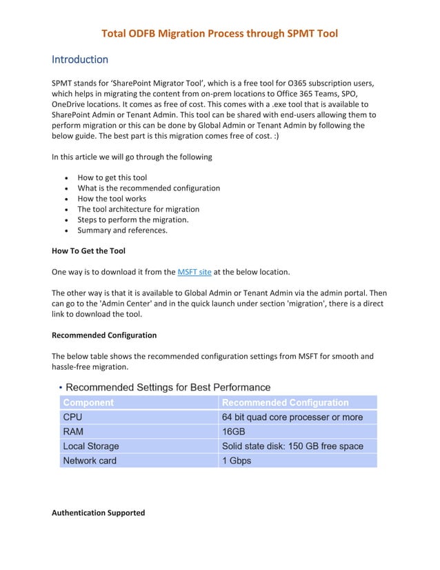 Total ODFB Migration Process through SPMT Tool | PDF