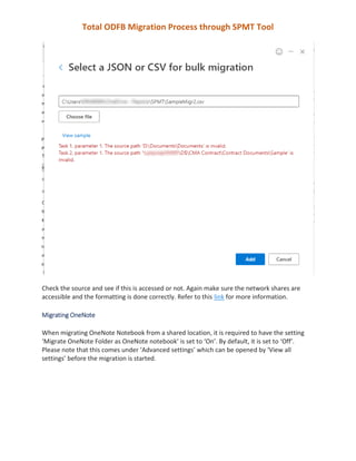 Total ODFB Migration Process through SPMT Tool | PDF