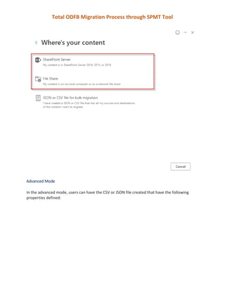 Total ODFB Migration Process through SPMT Tool | PDF