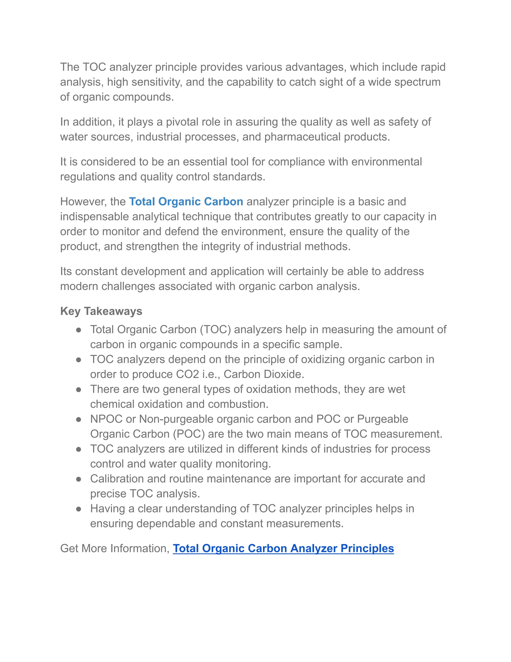 Total Organic Carbon Analyzer Principles | PDF
