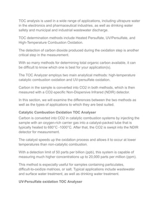 Total Organic Carbon (TOC): An Overview | PDF