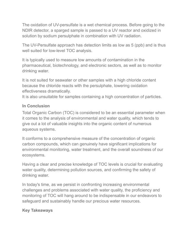 Total Organic Carbon (TOC): An Overview | PDF