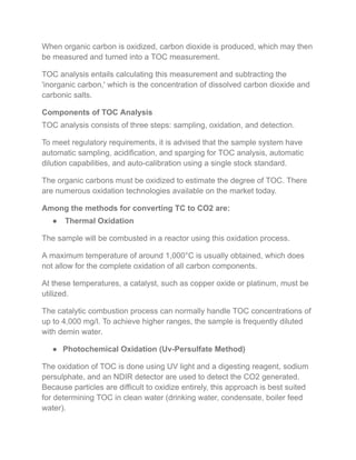 Total Organic Carbon (TOC): An Overview | PDF