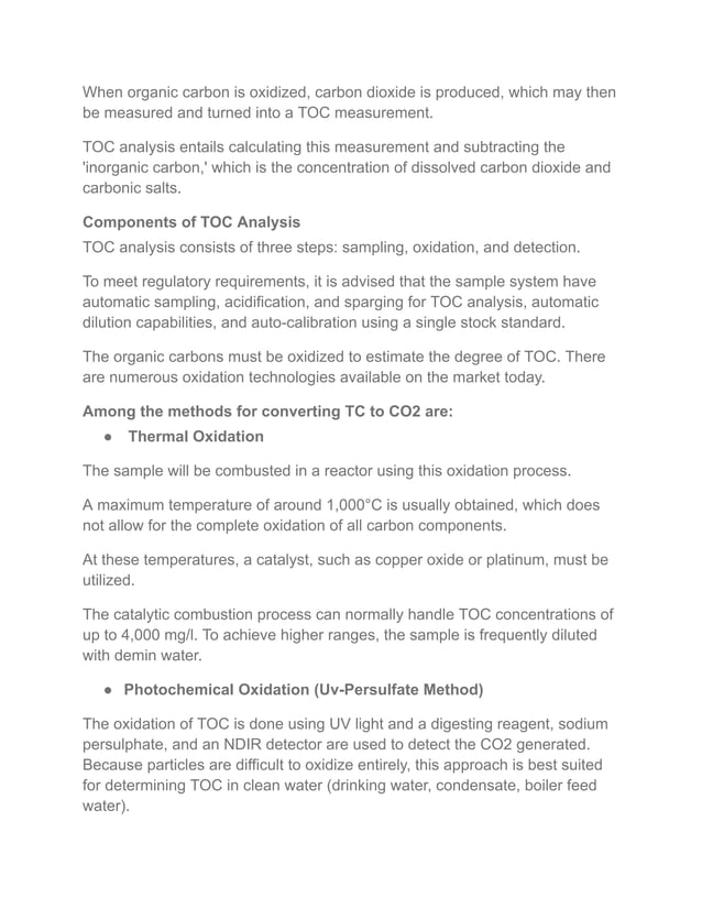 Total Organic Carbon (TOC): An Overview | PDF