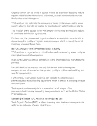 Total Organic Carbon (TOC): An Overview | PDF