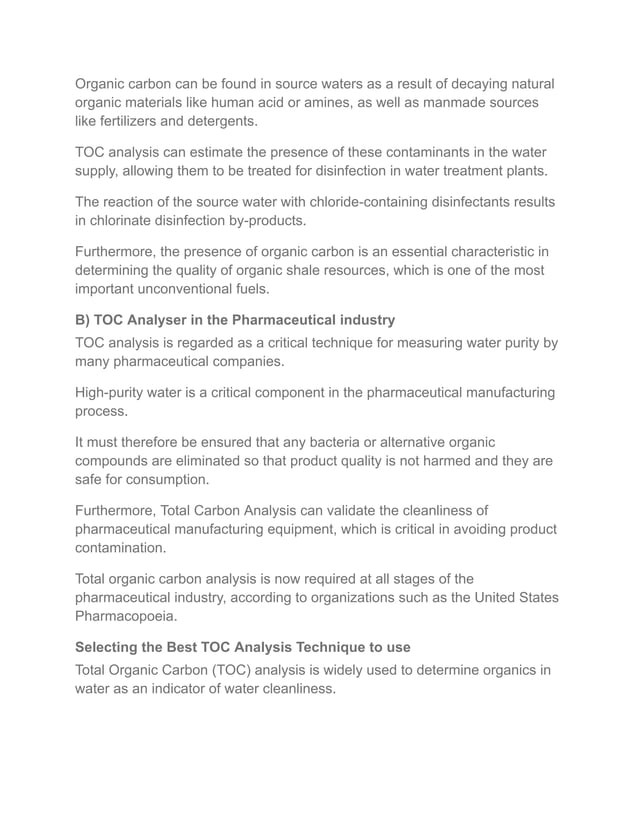 Total Organic Carbon (TOC): An Overview | PDF