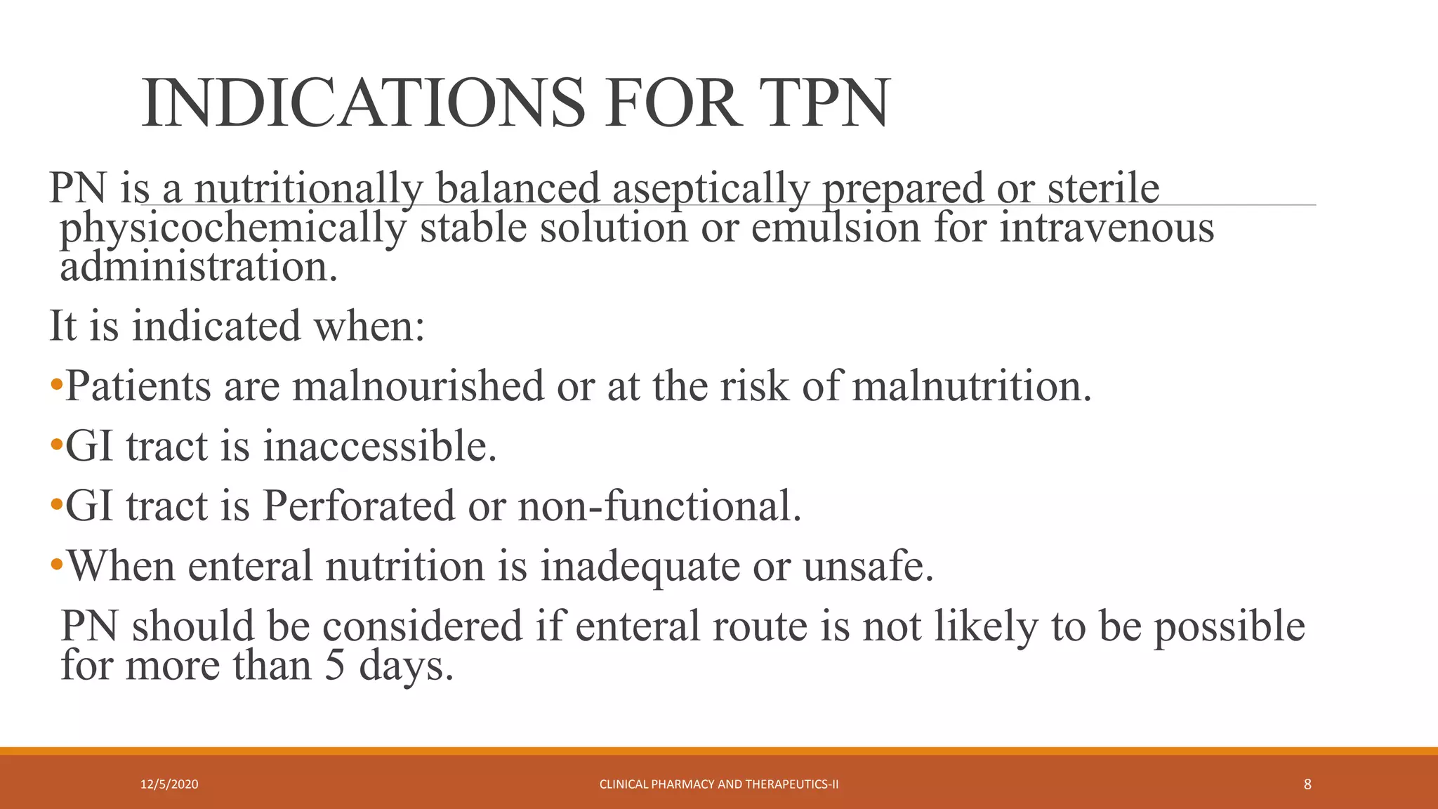 Total parenteral nutrition | PPTX